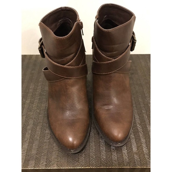 G by Guess | Shoes | Guess Dark Brown Faux Leather Ankle Bootie Ankle ...